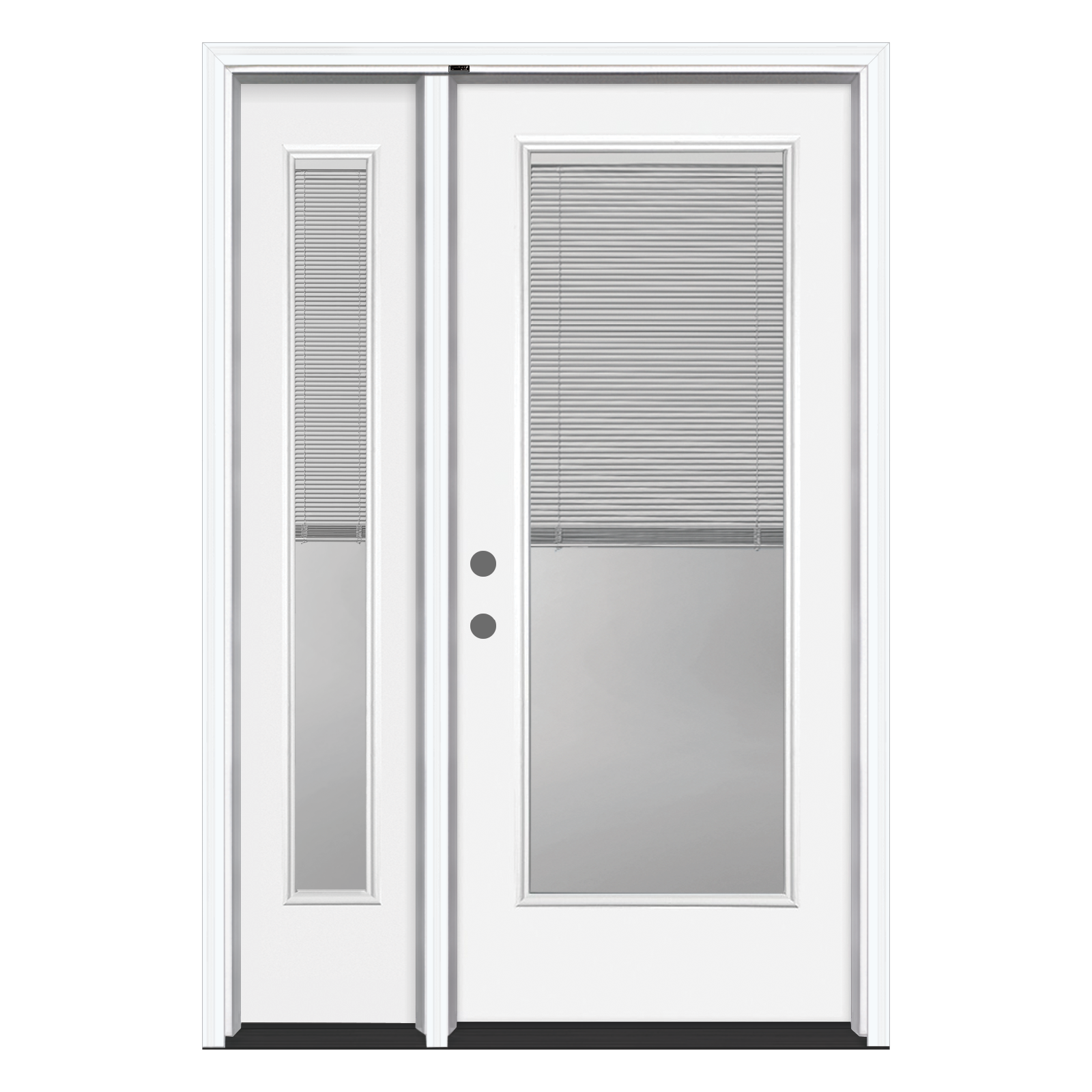 1 Lite Smooth White Fiberglass Slab with Composite Frame, Mini Blinds ...
