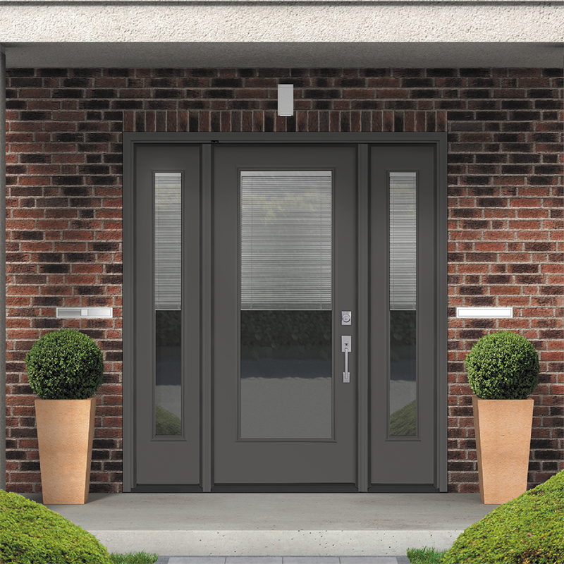 1 Lite Smooth White Fiberglass Slab with Composite Frame, Mini Blinds ...