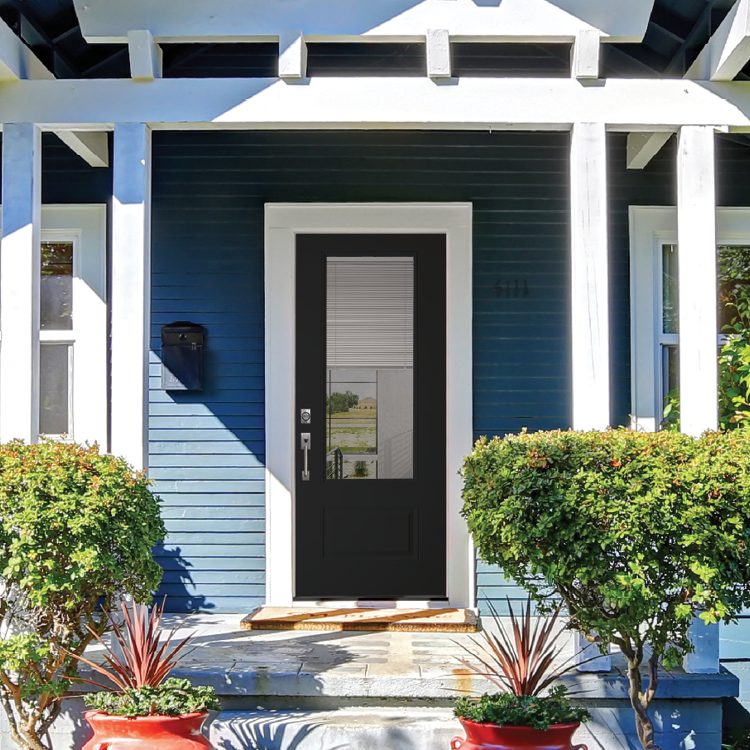 3/4 Lite Neulite Black/White FG Slab w/Primed Wood Frame, Mini-Blinds ...