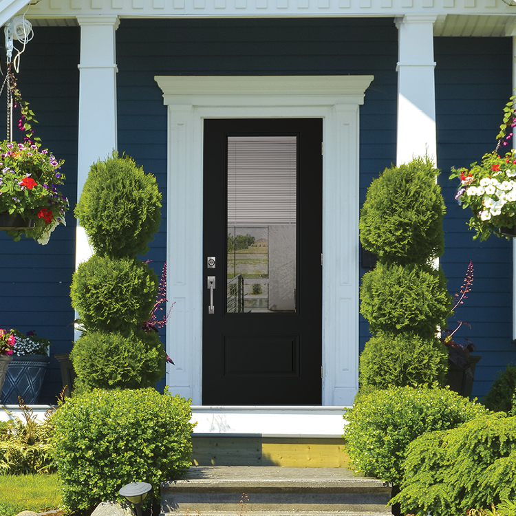 3/4 Lite Neulite Black/White FG Slab w/Primed Wood Frame, Mini-Blinds ...