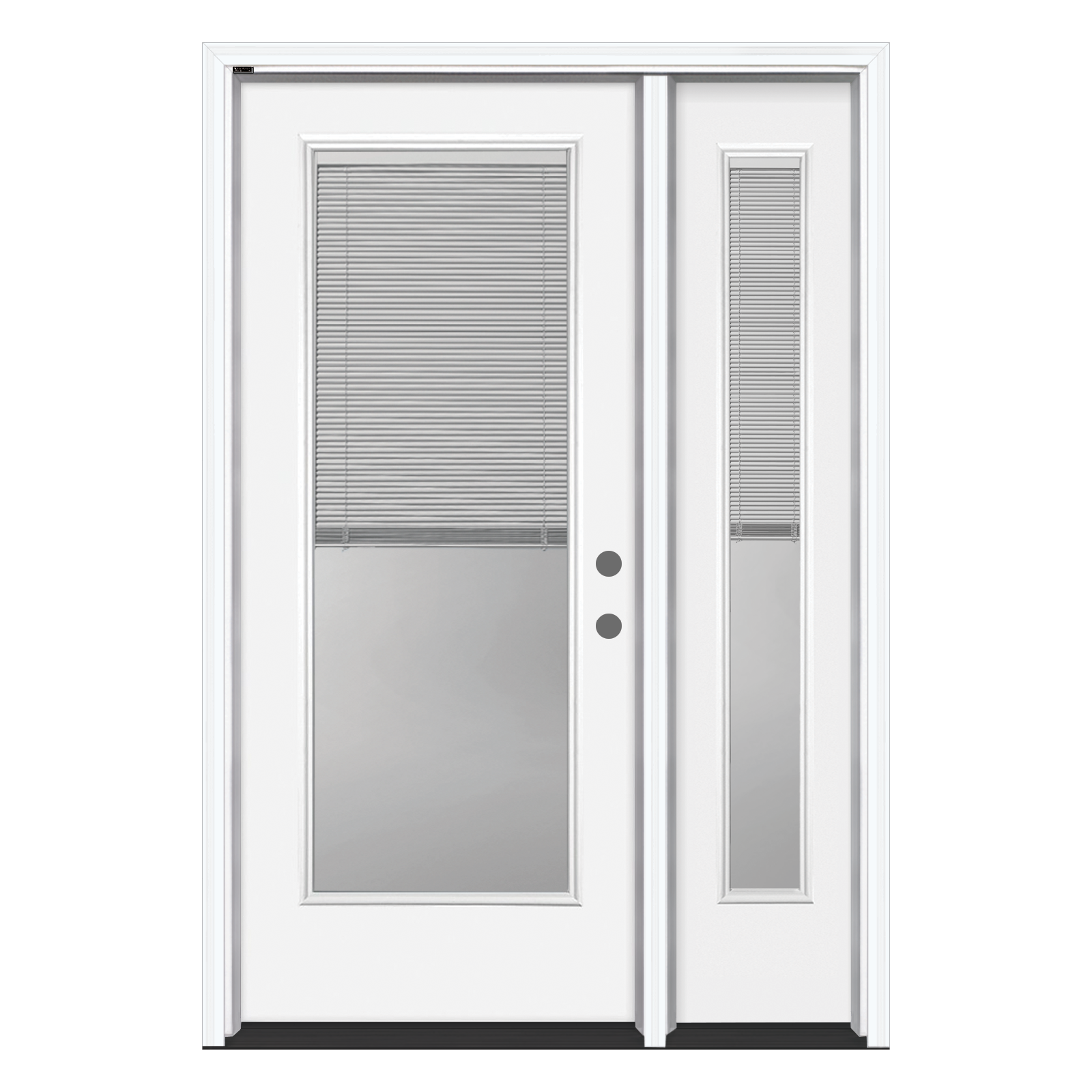 1 Lite Steel Slab with Smooth White Composite Frame, Mini Blinds Door ...